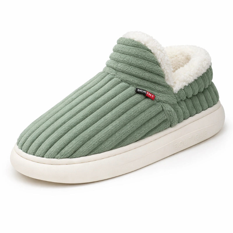 Chaussons d'Hiver Chauds en Velours Côtelé avec Doublure Peluche ...