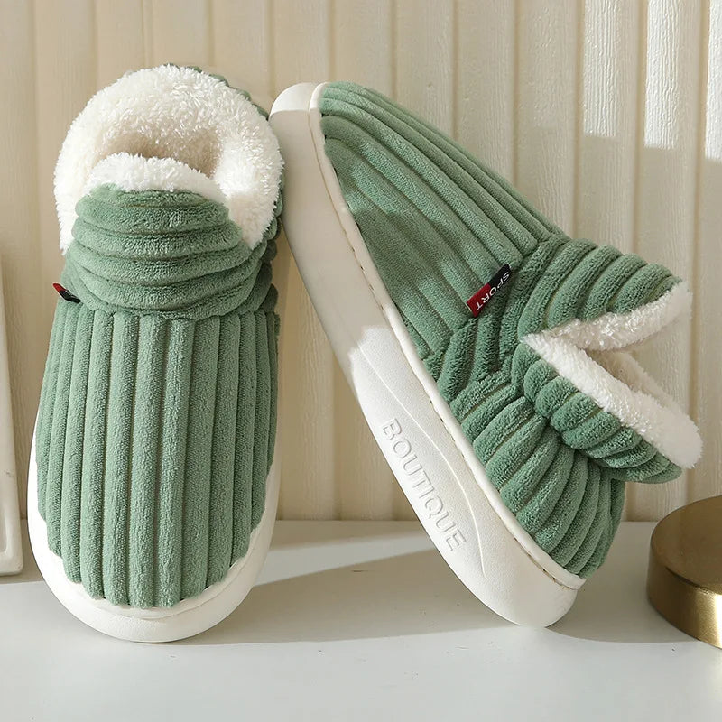 Chaussons d'Hiver Chauds en Velours Côtelé avec Doublure Peluche ...